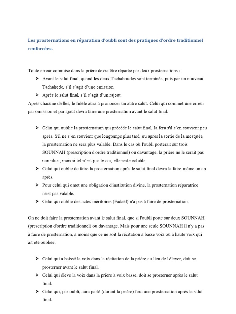 Prosternations de Réparation en Prière | PDF | Imam | Prière