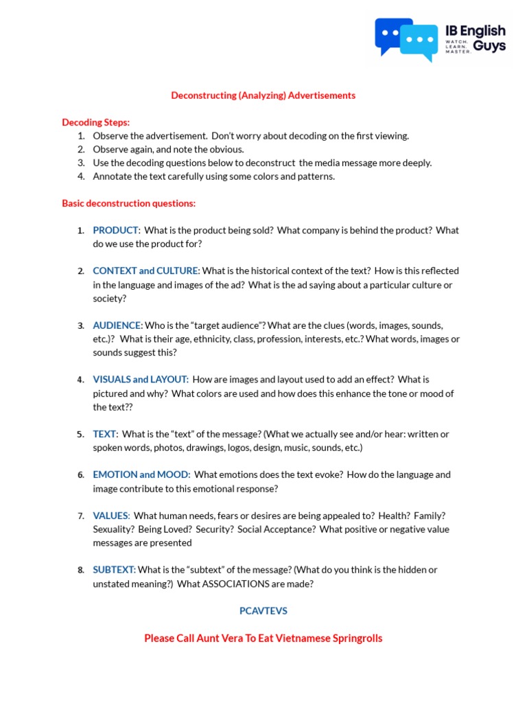 5 - How To Read An Advertisement Mnemonic 1 | PDF