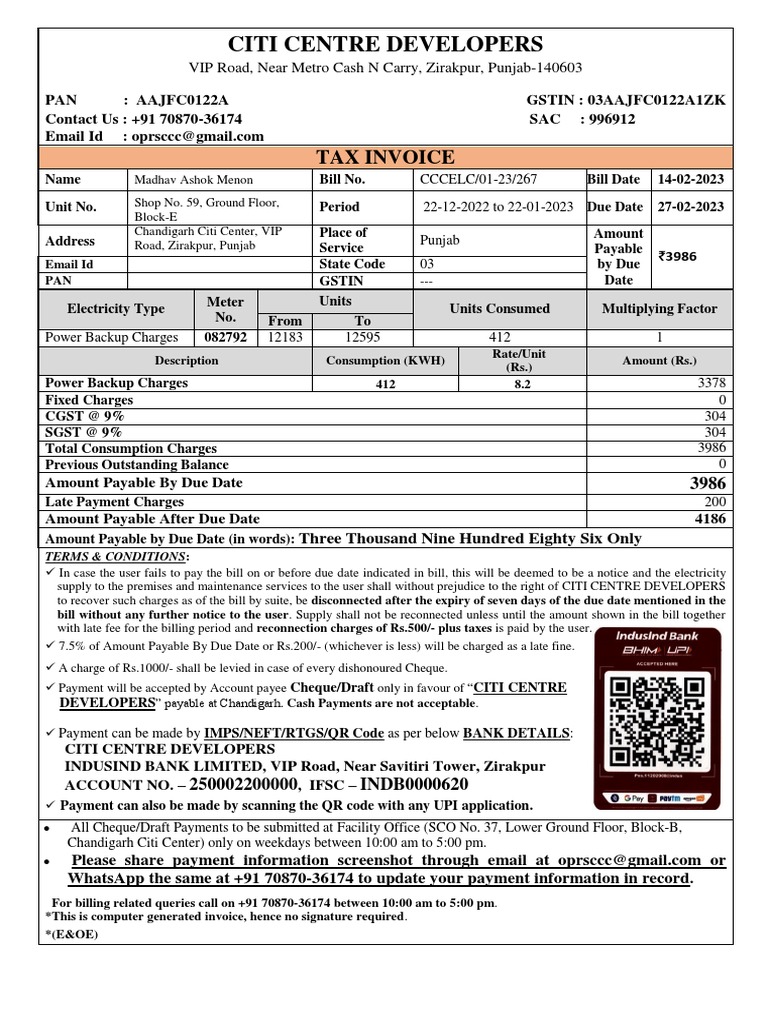 Citi Centre Developers: Tax Invoice | PDF | Cheque | Payments