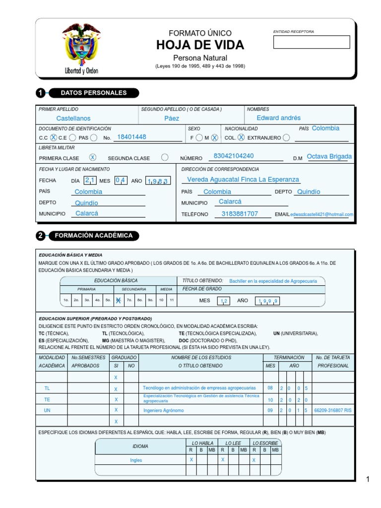 Formato DAFP 2 | PDF | Colombia | Agronomía