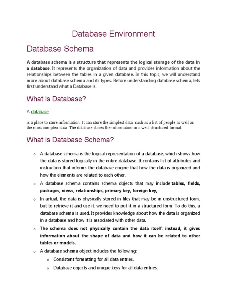 Database Schema Types Explained | PDF | Databases | Relational Database