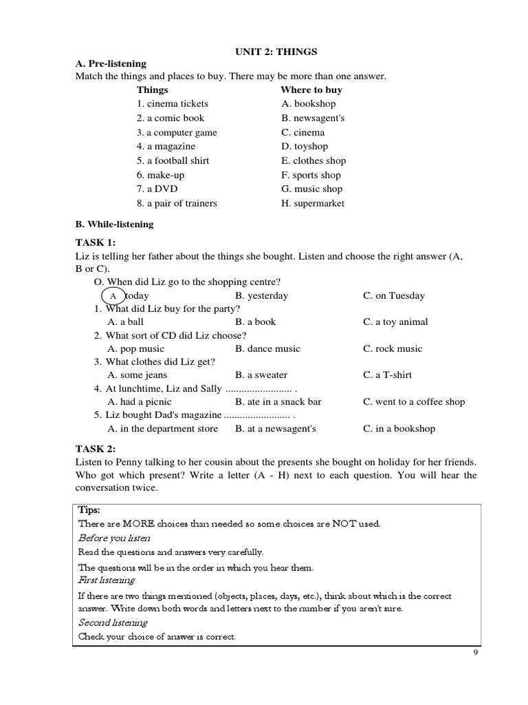 Unit 2. Listening | PDF