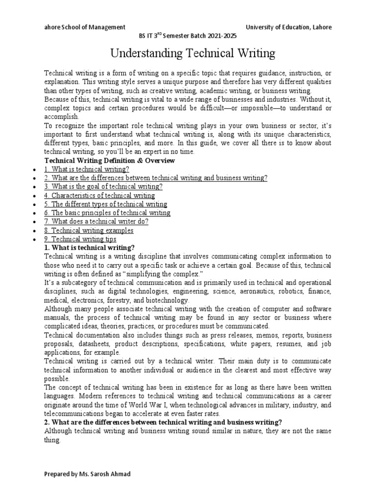 Understanding Technical Writing | PDF | Information | Documentation Understanding Technical Writing | PDF | Information | Documentation