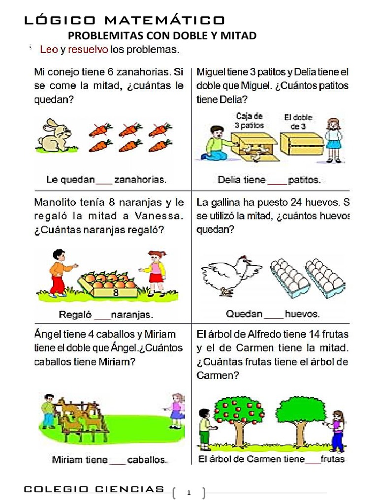 PROBLEMITAS CON DOBLE Y MITAD | PDF