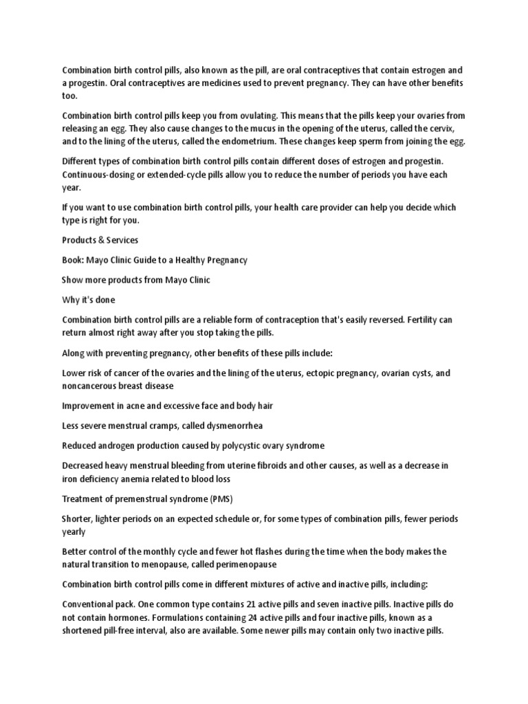 Birth Control Pills: Benefits & Options | PDF | Self-Improvement | Wellness
