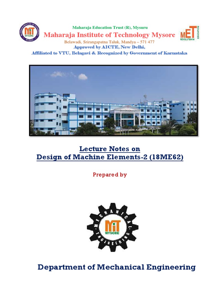 Design of Machine Elements-II-18ME62 | PDF | Belt (Mechanical) | Bending