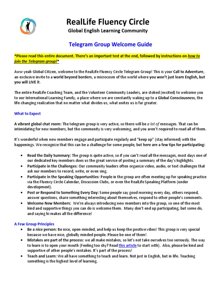 Fluency Circle Welcome Guide | PDF | Communication
