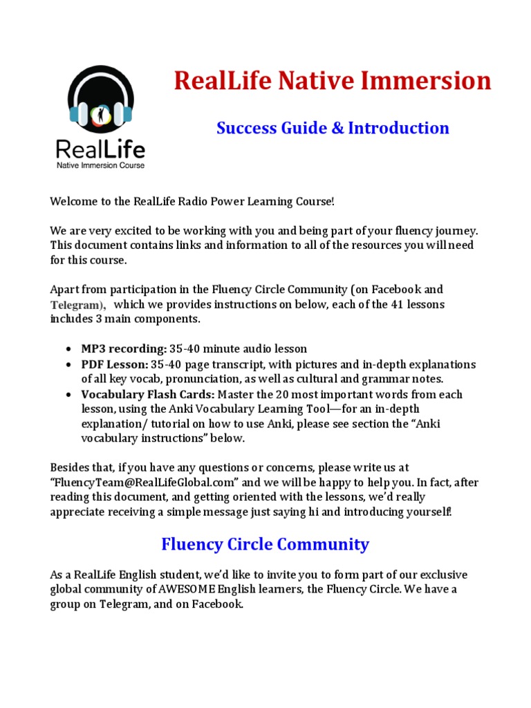 Native Immersion Success Guide | PDF | Vocabulary | Mobile App