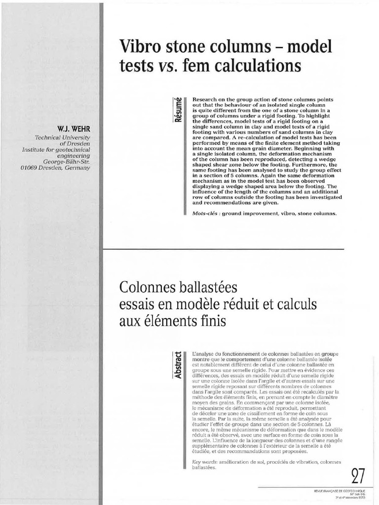 Vibro Stone Columns - Model Tests vs. Fem Calculations | PDF