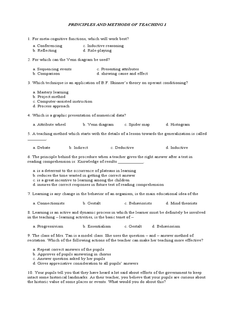Teaching Principles and Methods Overview | PDF | Learning | Motivational
