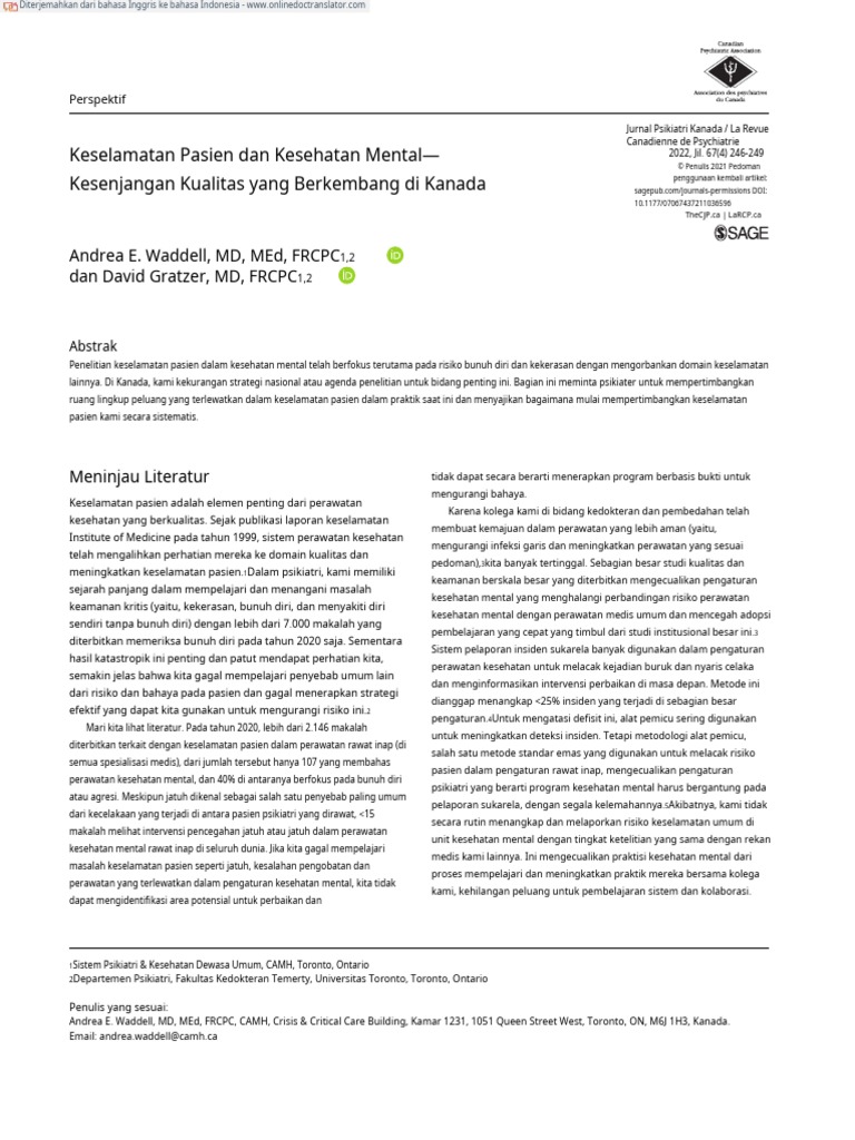 Patient Safety And Mental Health Pdf