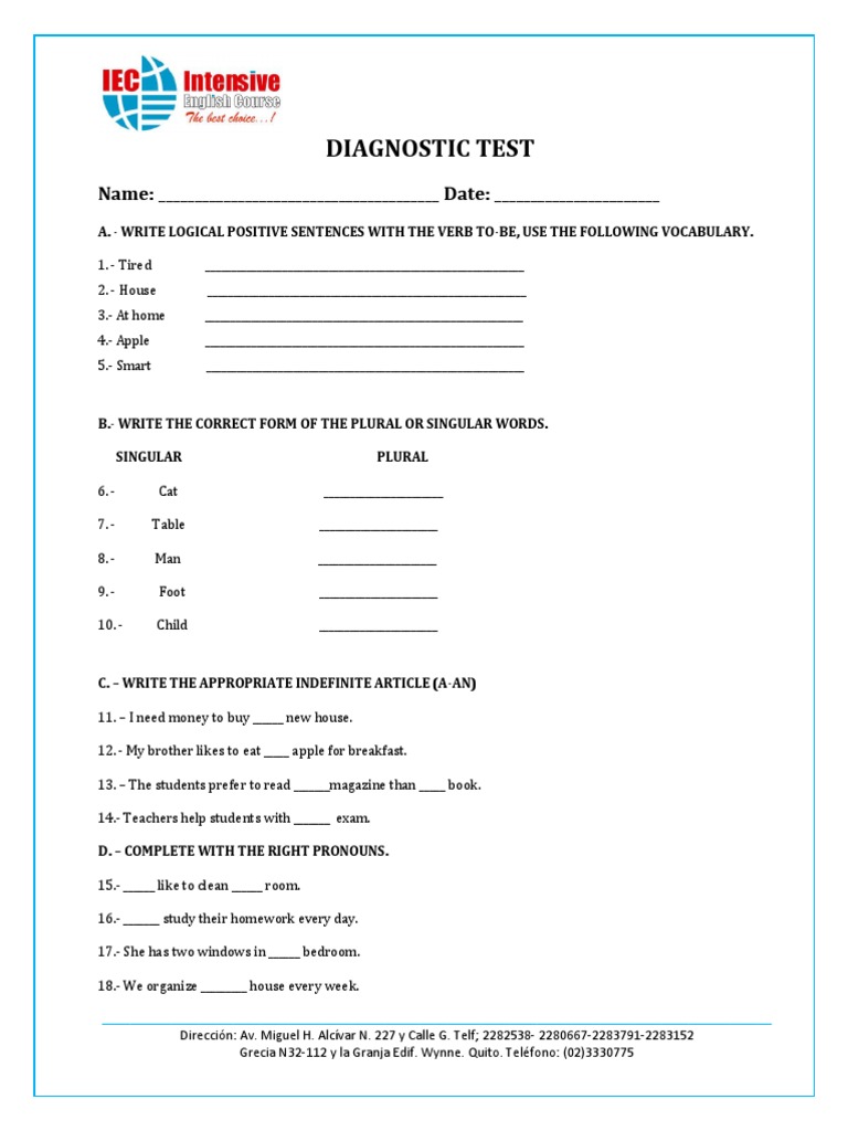 Diagnostic Test Basic 1 | PDF