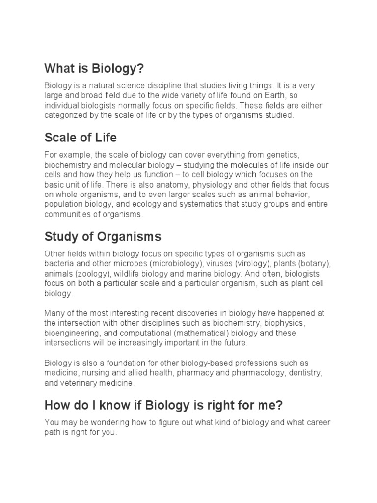 What Is Biology 101 In Spanish