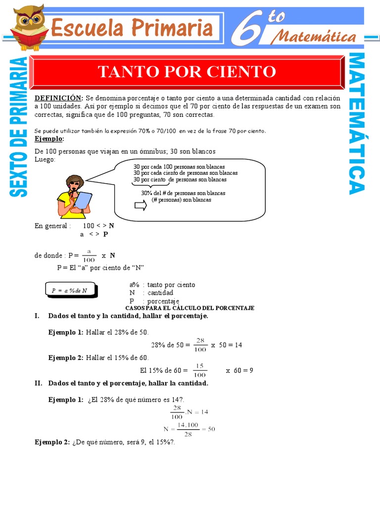 Definicion de Tanto Por Ciento para Sexto de Primaria | PDF | Porcentaje