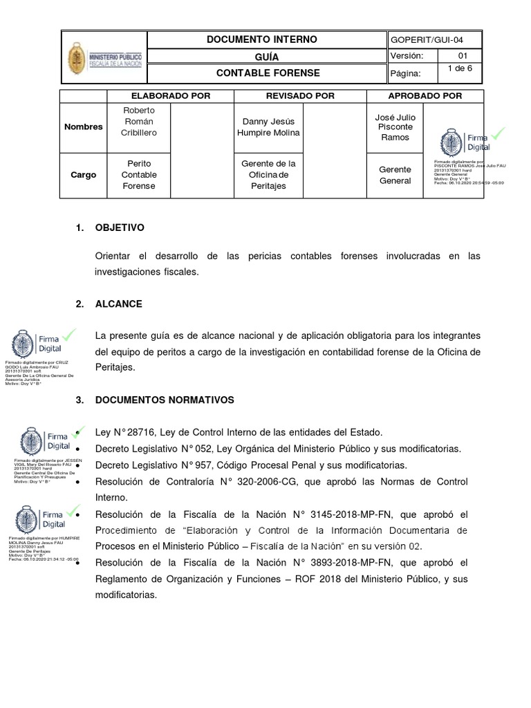 Documento Interno Guía Contable Forense: Elaborado Por Revisado Por Aprobado Por | PDF ...