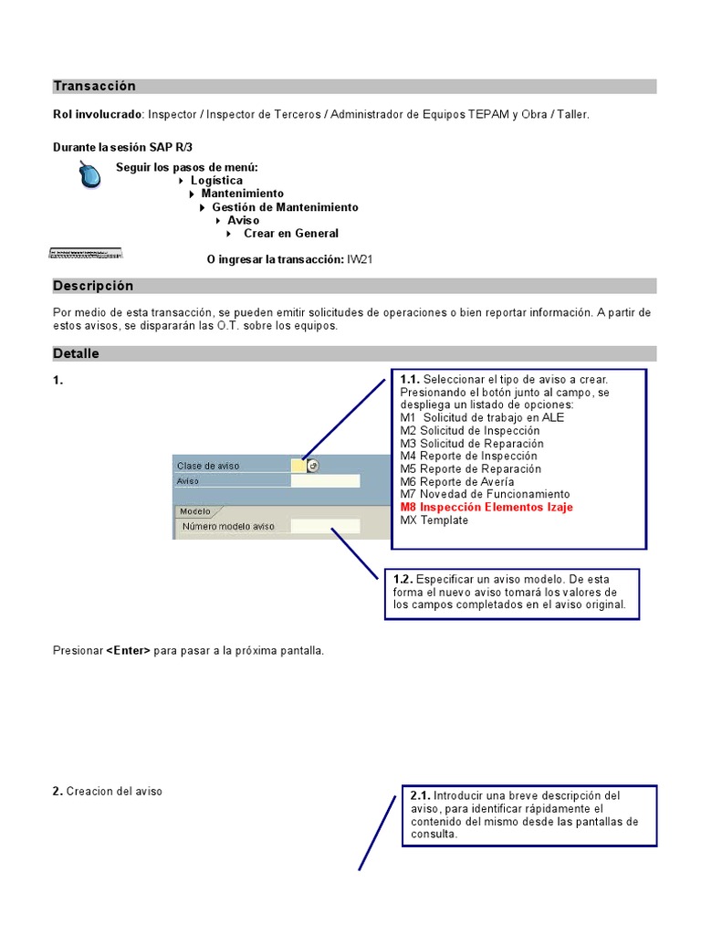 IW21 - Crear Aviso de Inspección | PDF | Informática