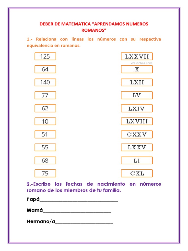 Práctica - Números Romanos | PDF
