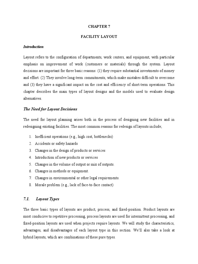 Chapter 7 Facility Layout Finalized Pdf Warehouse Inventory