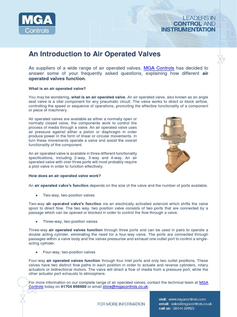 An Introduction To Air Operated Valves | PDF | Valve | Actuator