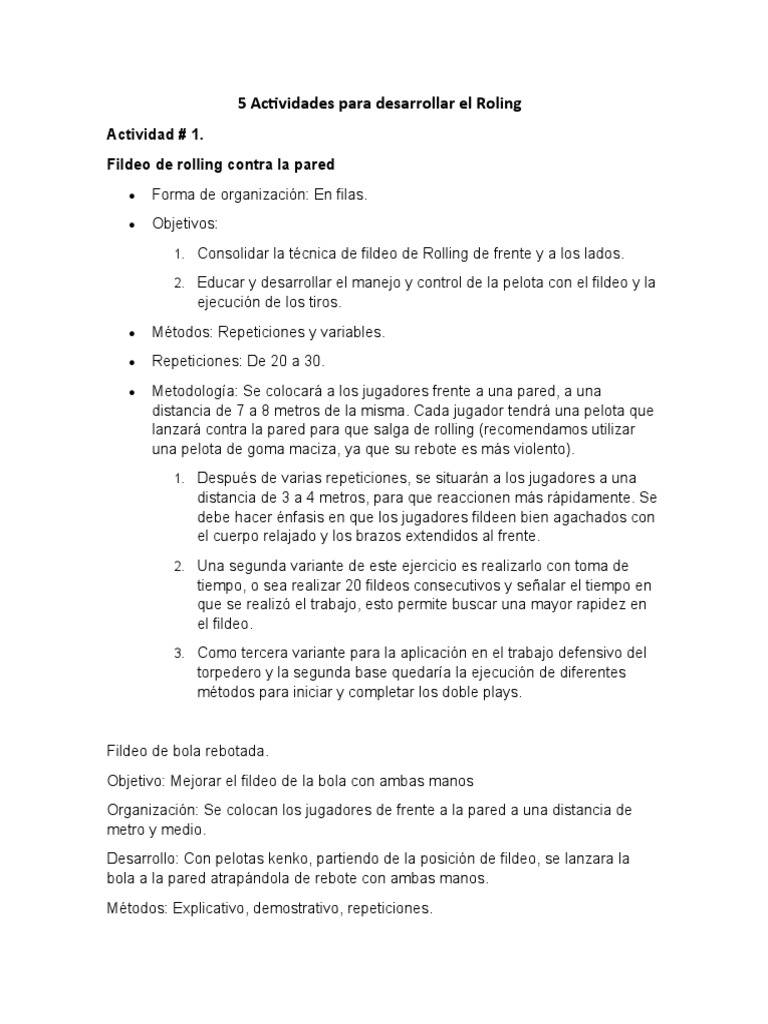 Técnicas de Fildeo de Rolling en Béisbol | PDF | Deportes | Juegos de ...