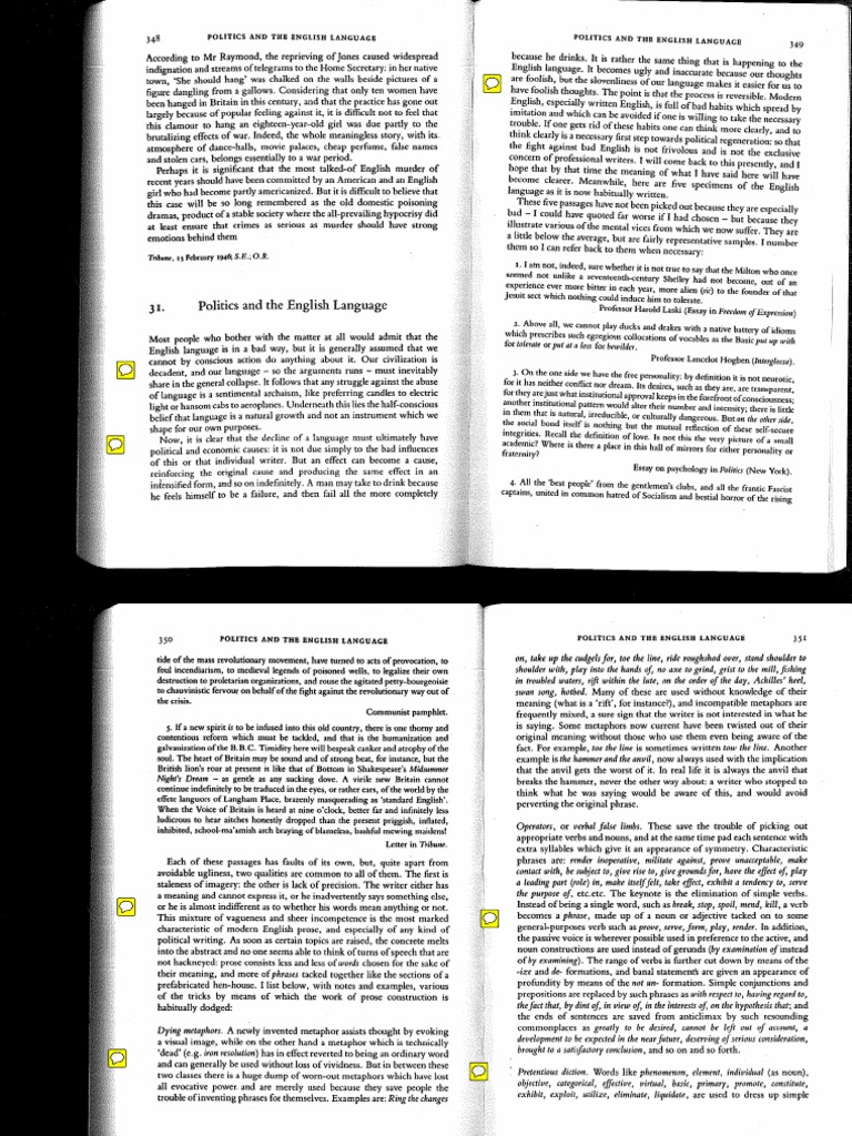 Politics and The English Language - Orwell | PDF