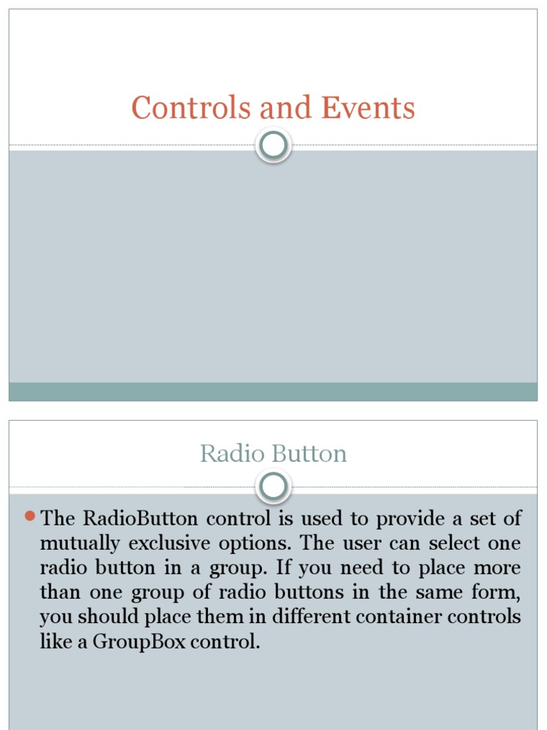 Controls and Events | PDF | Button (Computing) | Directory (Computing)