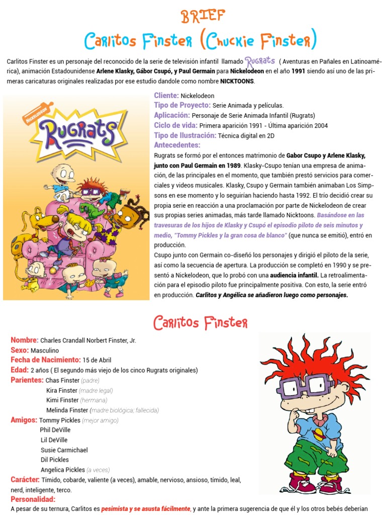 Carlitos Finster: Personaje de Rugrats | PDF