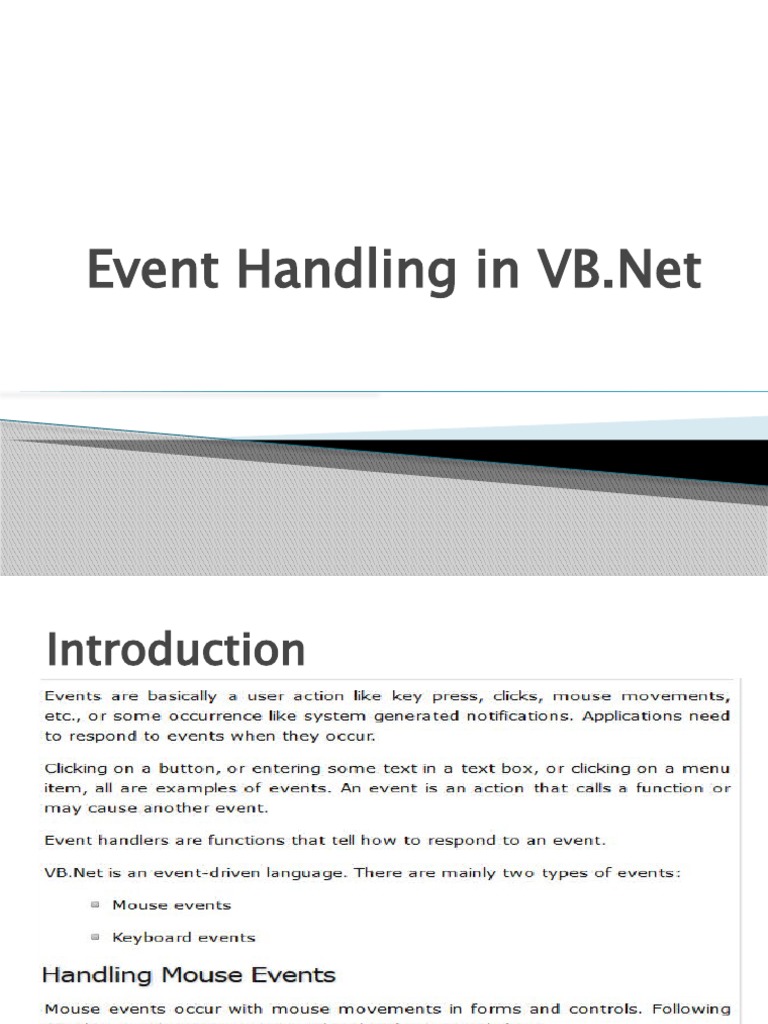 Event Handling in VB | PDF | Computers Event Handling in VB | PDF | Computers