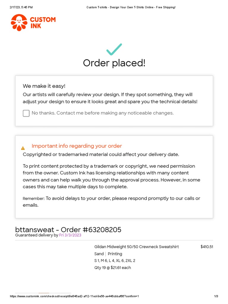 Customink Order 2023 | PDF | Civil Law (Common Law) | Copyright Law