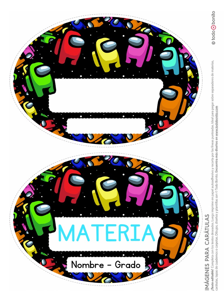 Escolar Among Us Caratulas TEXTO EDITABLE | PDF