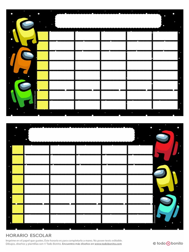 Escolar Among Us Horario | PDF