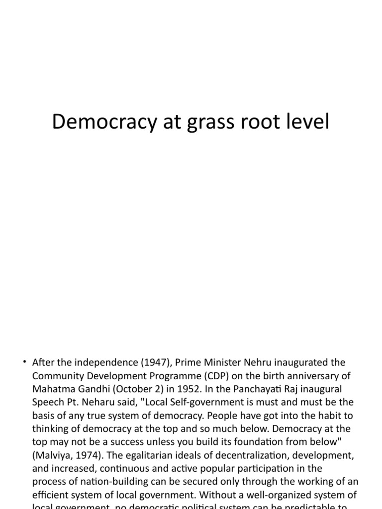 Grassroots Democracy in India | PDF | Political Science | Governance