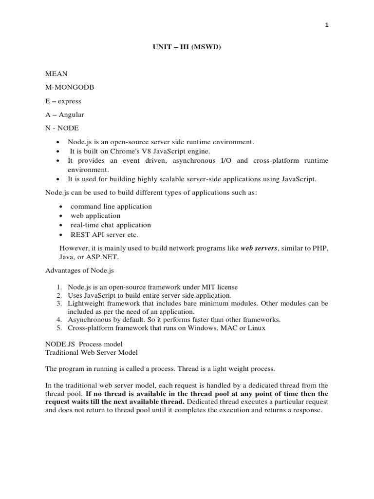 Unit Iii Web Development Using Mean Stack Pdf Networking Internet And Web 3620