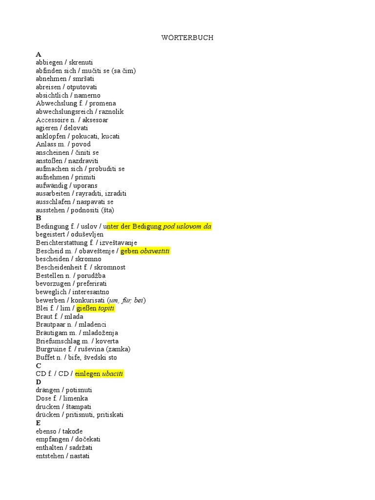 WÖRTERBUCH - Lernhilfe | PDF