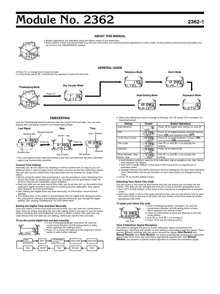 Casio 2362 | PDF | Cursor (User Interface) | Clock
