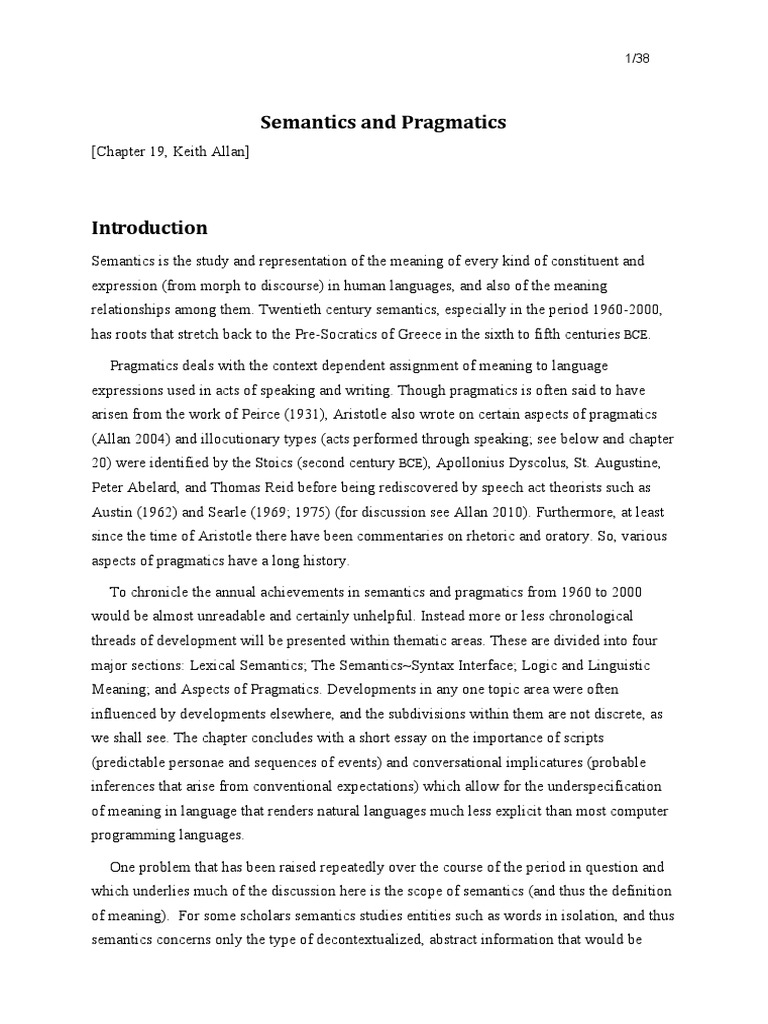 Semantics and Pragmatics | Download Free PDF | Syntax | Grammatical Gender