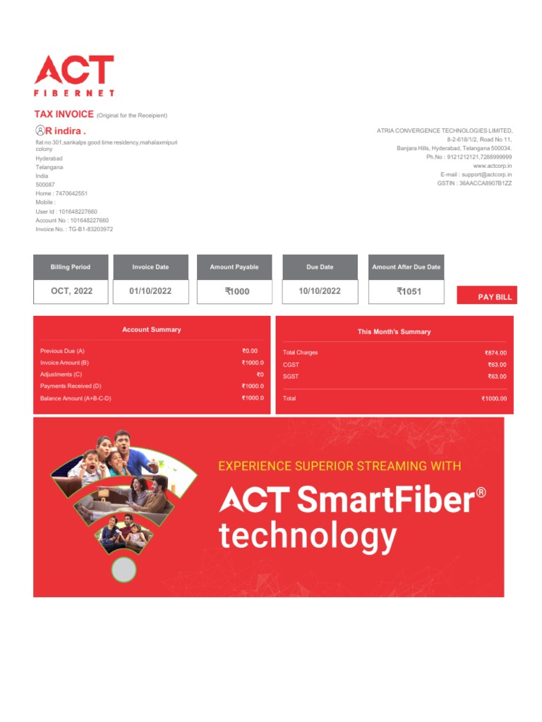 Oct 2022 Act Bill | PDF | Invoice | Taxation