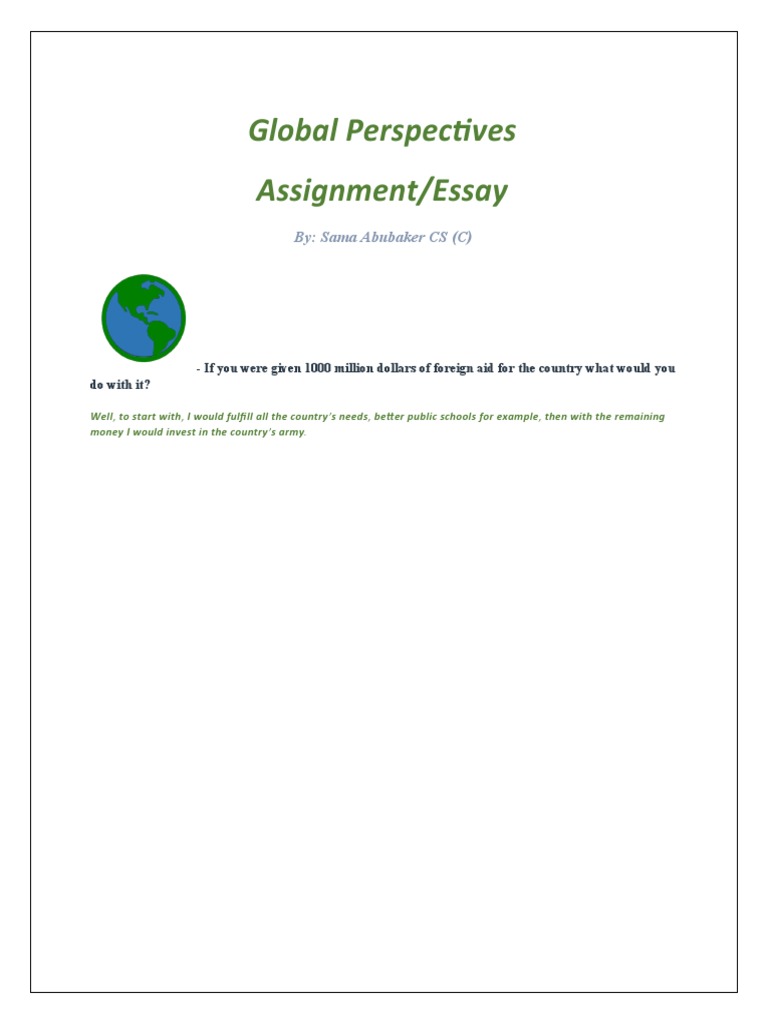 Global Perspectives Assignment #1 | PDF