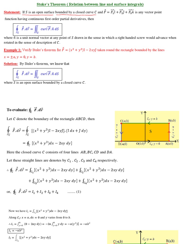 Stoke's Theorem Surface Integral | PDF | Triangle | Integral