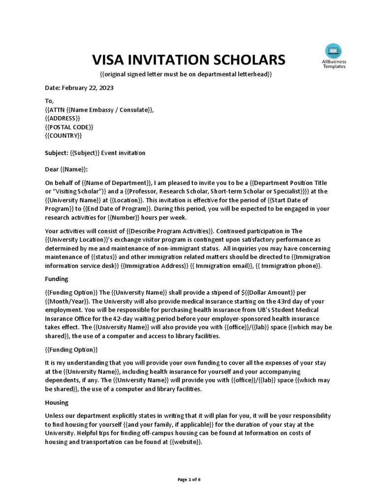 Visa Invitation Letters | PDF