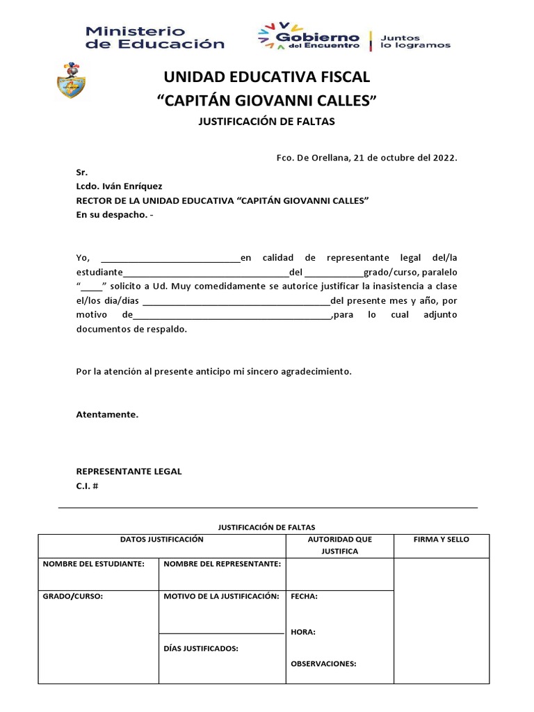 Justificación de Faltas | PDF