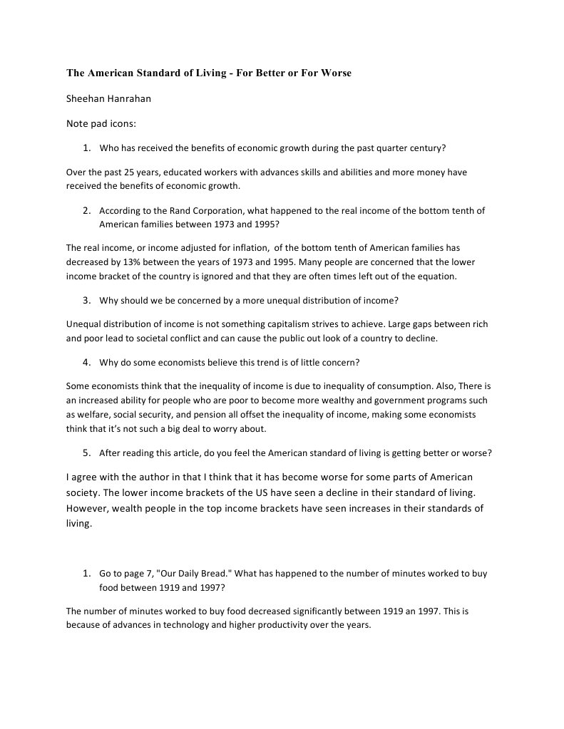 The American Standard of Living | PDF