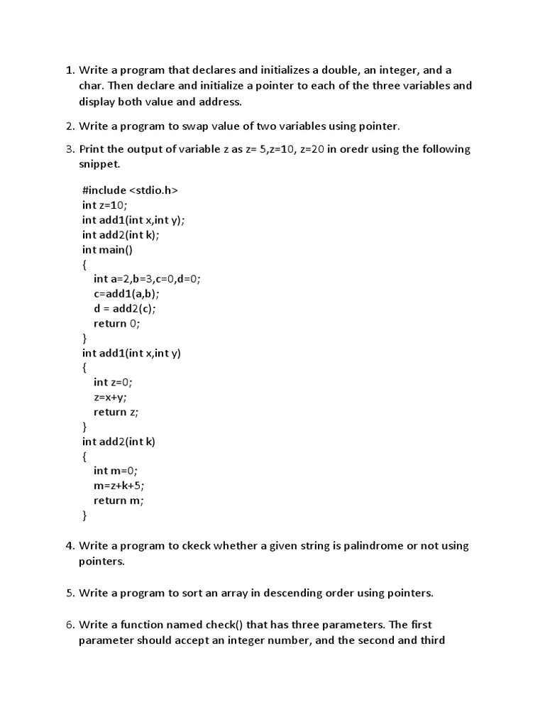 Assignment 3 Pdf Pointer Computer Programming Parameter Computer Programming 