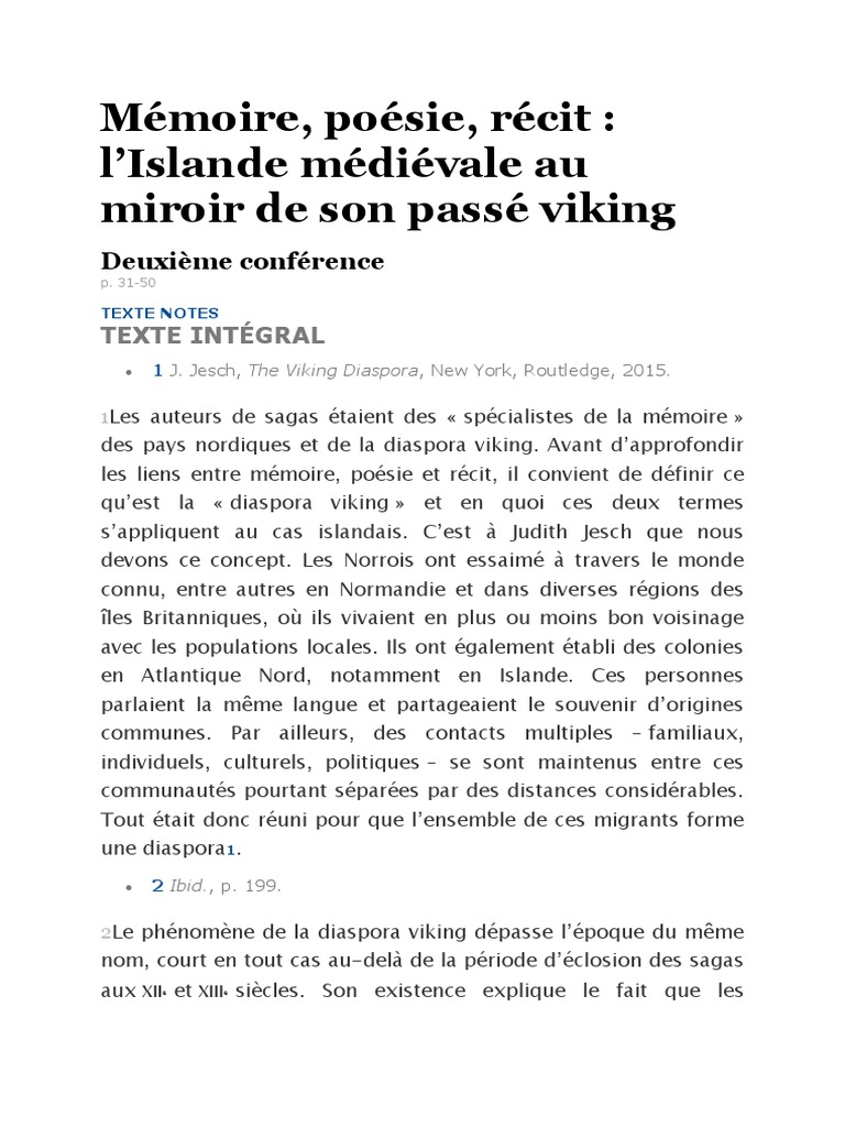 Mémoire, Poésie, Récit | PDF | Saga | Islande