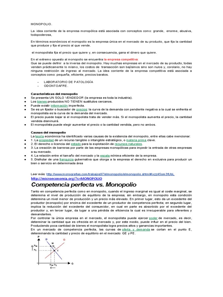 Competencia y Monopolio | PDF | Monopolio | Mercado (economía)