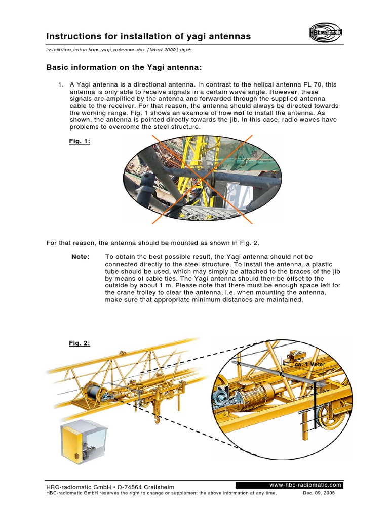 Installation Instructions Yagi Antenna | PDF