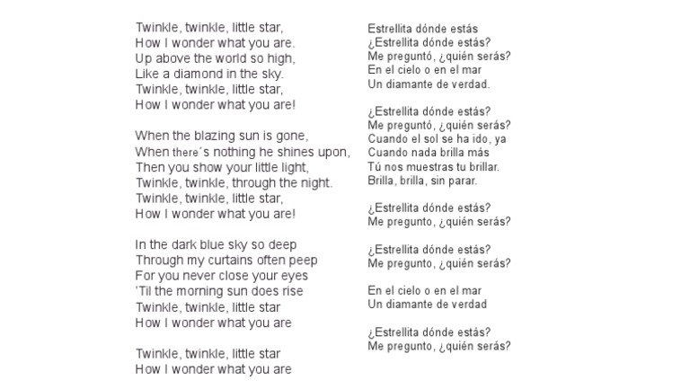 Letra de "Estrellita, ¿dónde estás?" | PDF | Hogar, jardinería y ...