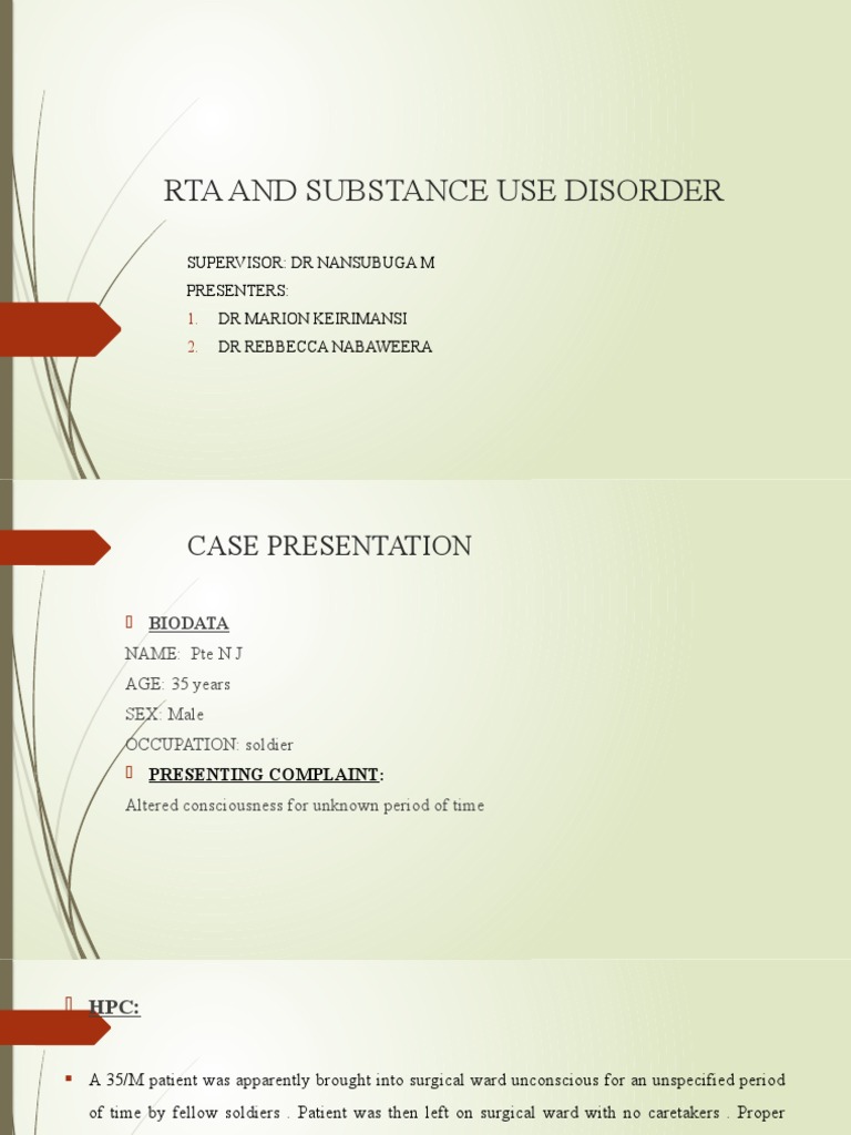 Rta and Substance Use (Autosaved) - 1 | PDF | Concussion | Mental Disorder