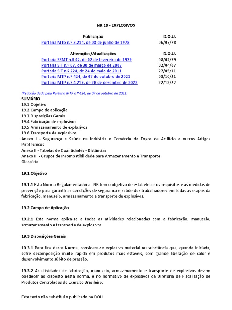 NR 19 Atualizada 2022 | PDF | Pirotecnia | Fogos de artifício