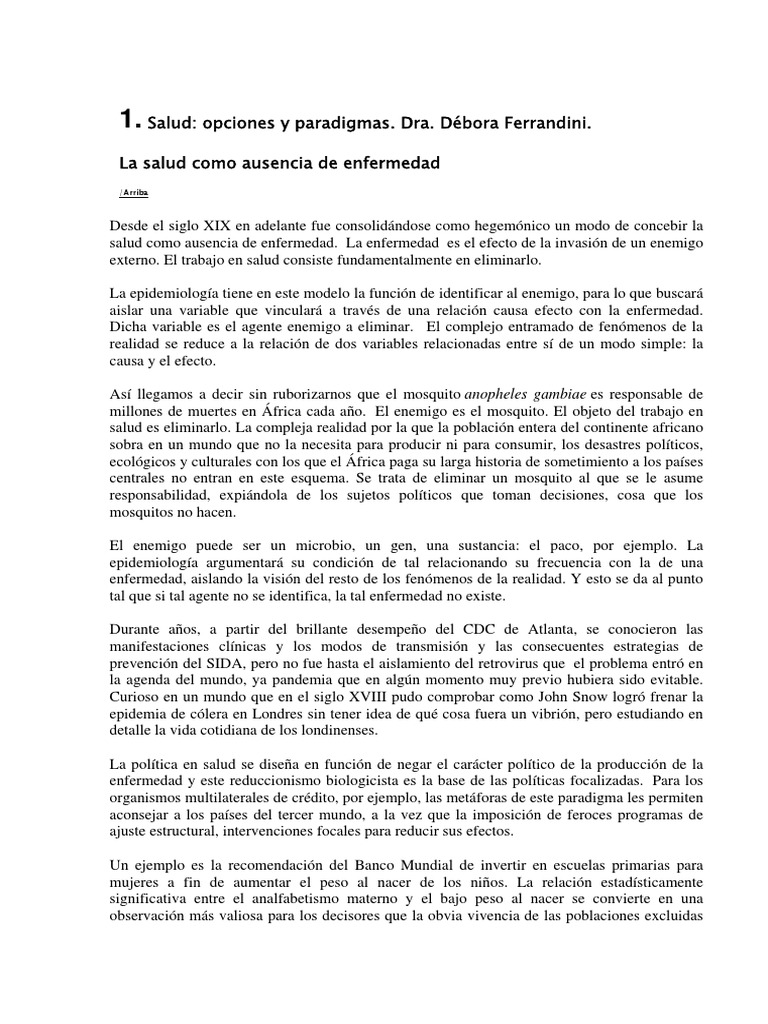 Ferrandini - Salud, Opciones y Paradigmas | PDF | Paradigma | Realidad